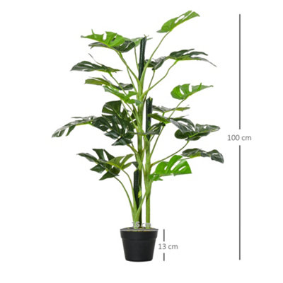 Nalale Lumo Set of 2 Artificial Monstera-Style Trees with Cheese Leaf ...