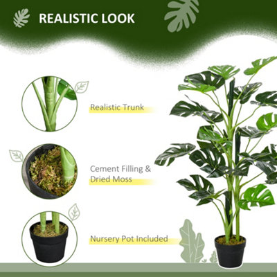 Nalale Lumo Set of 2 Artificial Monstera-Style Trees with Cheese Leaf ...