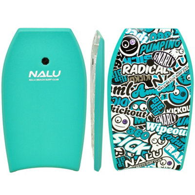 Nalu 41" Teal XPE bodyboard with Leash and Crescent Tail
