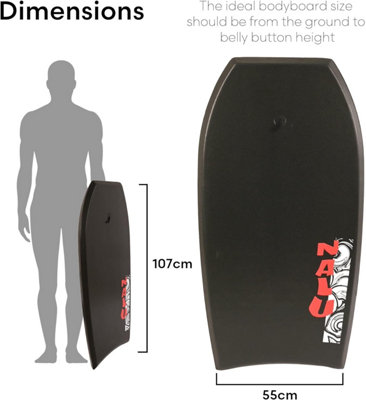 Nalu Bodyboard with Leash Body Board with Crescent Tail and XPE Core ...