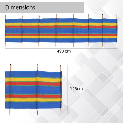 Nalu Windbreaker 10 POLE Windbreak Beach Outdoor Camping Garden 630CM X ...