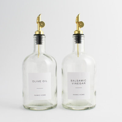 Namie Home Clear Glass Oil Bottles Double Set - 700ml Olive Oil ...