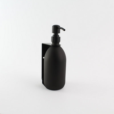 Namie Home Wall Bracket Dispenser Set - Matte Black Glass 500ml Bottle ...