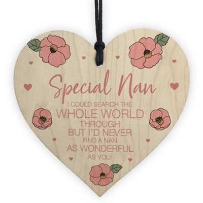 Nan Gift Wooden Hanging Heart For Birthday Mothers Day Gift For Her ...