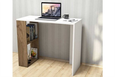 Nano Computer Desk - White & Walnut | DIY at B&Q