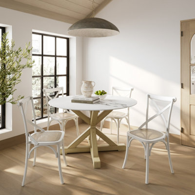 Napa Stone Dining Table Marble Effect Top Modern Style for 4-6 People