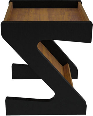 Naples Black and Pine Effect Finish Z Shaped Storage Side Table