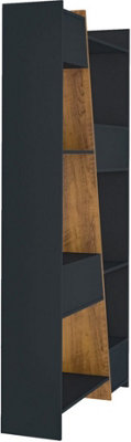 Naples Bookcase in Black and Pine Finish with Inlaid Centre Sections