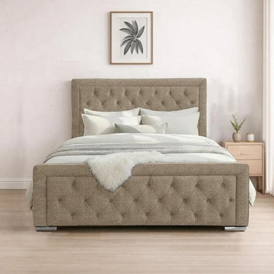 Naples Cream Upholstered Chesterfield Single Bed Frame, Modern Luxury ...
