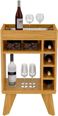 Naples Mini Drinks Bar Side Table in Oak Effect sturdy hard wearing ...