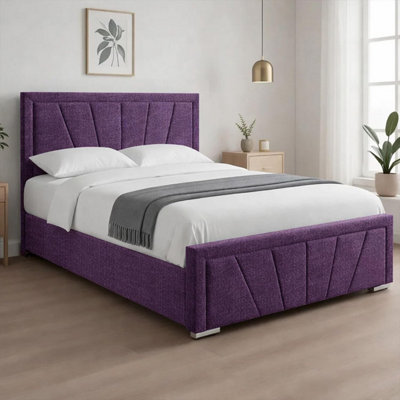 Naples Purple Upholstered Sunrise Single Bed Frame, Modern Luxury Floor ...