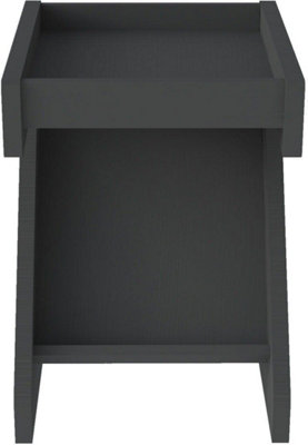 Naples Side End Lamp Table Grey Finish Z Shaped