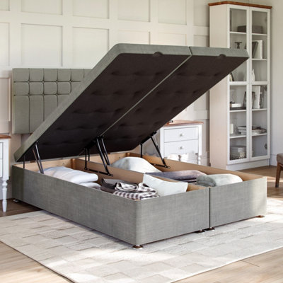 Naples Silver Ottoman Divan 3FT Single Side Lift Ottoman