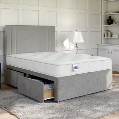 Naples Silver Platform Top Divan Bed Base 4FT6 Double with 2 End ...