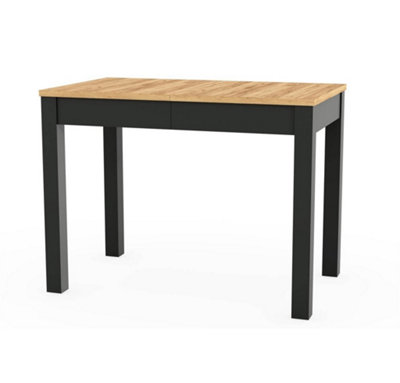 Narrow Dining Table Extendable Slim Black and Oak Small Kitchen 2 4 6 8 ...