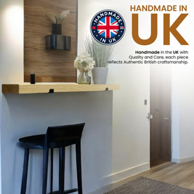 Narrow Rustic Shelf, 15cm Deep Solid Wood Wall Shelf with Black ...
