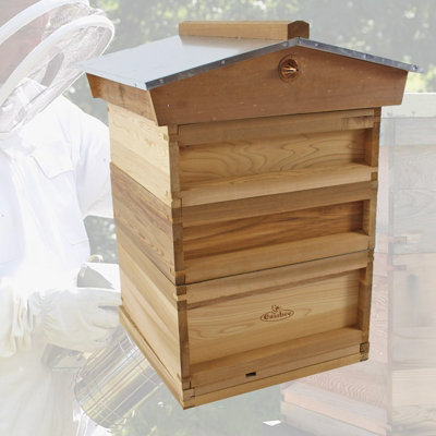 National Pine Bee Hive Starter Kit with Frames and Wax Gabled Roof