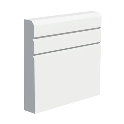 National Skirting V-Groove II MDF Skirting Board - 120mm x 18mm x 3040mm Primed, No Rebate