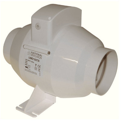 National Ventilation UMD100TA Mixed Flow In-Line Extractor Fan (Timer ...