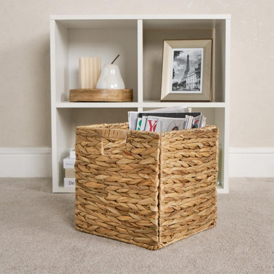 Natural 1 x Storage Cube Folding Rope Organiser Woven Wicker Hamper ...