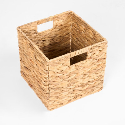 Natural 1 x Storage Cube Folding Rope Organiser Woven Wicker Hamper ...