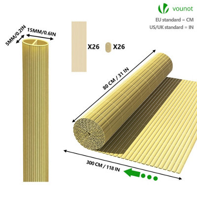 Natural Bamboo effect Privacy Screening Fence 80 x 300 cm Reinforced PVC