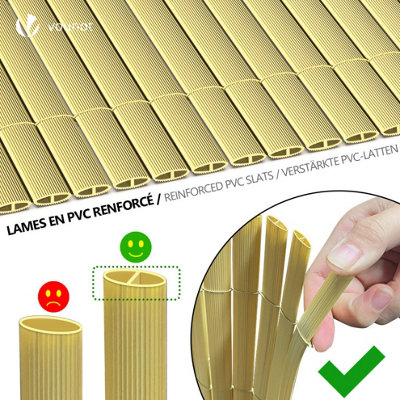 Natural Bamboo effect Privacy Screening Fence 80 x 300 cm Reinforced PVC
