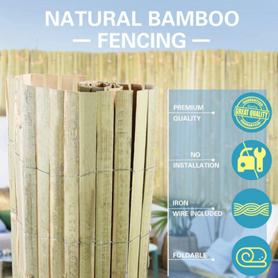 Natural Bamboo Garden Privacy screen (H)1.8m (W)4m