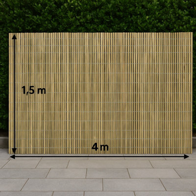 Natural Bamboo Slat Fence, reed Privacy Screen (1.5m x 4m)