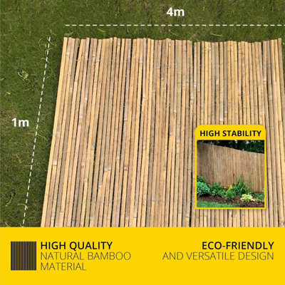 Natural Bamboo Slat Screening Roll, Garden Privacy Sunscreen, 4m Wide ...