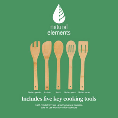 Natural Elements Eco-Friendly 5-Piece Bamboo Kitchen Utensil Set