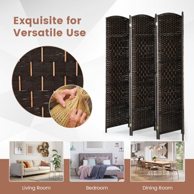 Natural Finish Folding Room Divider (Dark brown)