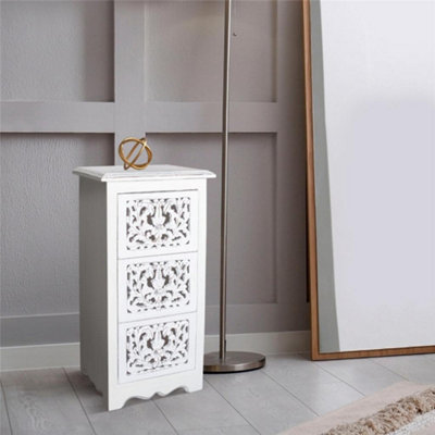 Natural Hand Made Indian Mango Wood 3 Drawer Storage Unit Bedside Table ...