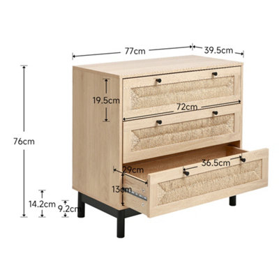 NATURAL LARGE DRAWER STORAGE DRESSER WOODEN CHEST OF DRAWERS