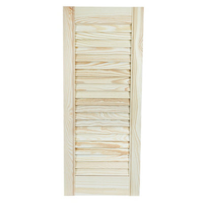 Natural pine wood door, open louvre door 1100 x 494(H x W)mm, wardrobe ...