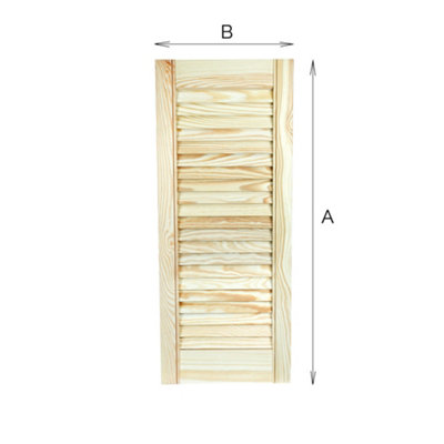 Natural pine wood door, open louvre door 1406 x 294(H x W)mm, wardrobe ...