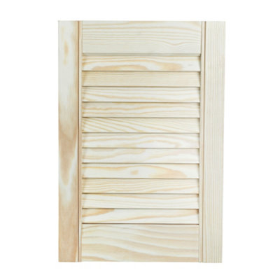 Natural pine wood door, open louvre door 606 x 594(H x W)mm, wardrobe ...