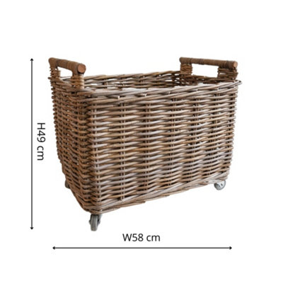 Natural Rattan Log Cart H49cm W58cm