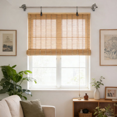 Natural Roll-Up Bamboo Blinds for Windows 50cm W x 150cm H