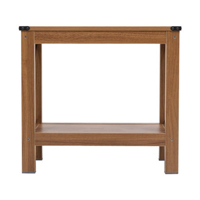 Natural Side Table with Lower Shelf
