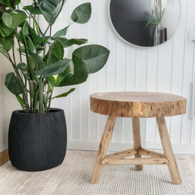 Natural Solid Accacia Wooden Stool Display Stand | DIY at B&Q