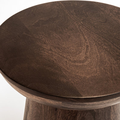 Natural Solid Dark Mango Wood Side Table