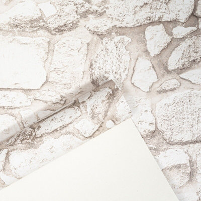 Natural Stone Effect Wallpaper Flat Finish, Wet Removable, Paste The ...