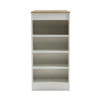 Natural Tabletop White Wooden Bar Table with Open Shelves 103cm H