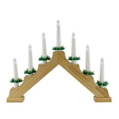 Natural Wood Christmas Candle Bridge Pre-Lit Window Arch Home ...