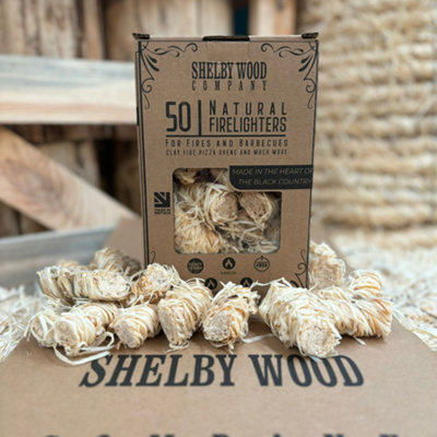 Natural Wood Firelighters 50 Eco Wax Coated Wood Wool Flame Fire ...