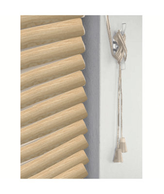 Natural Wood Grain PVC Venetian Blind 152cm Drop (25mm Slats) 180cm Wide