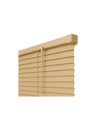 Natural Wood Grain PVC Venetian Blind 152cm Drop (25mm Slats) 80cm Wide