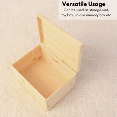 Natural Wooden Box With Lid (40x30x23cm) - Versatile Toy Box Organizer ...