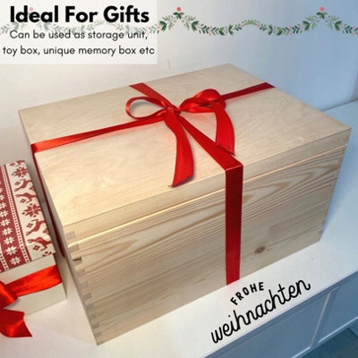 Natural Wooden Box With Lid (40x30x23cm) - Versatile Toy Box Organizer ...